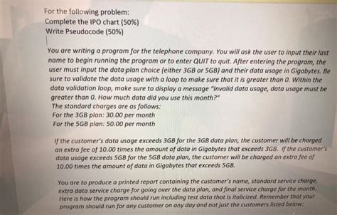 For The Following Problem Complete The Ipo Chart