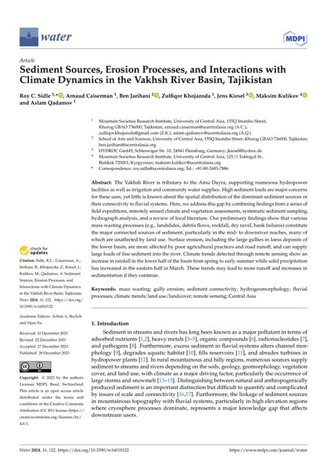 Pdf Sediment Sources Erosion Processes And Interactions With Climate Dynamics In The Vakhsh