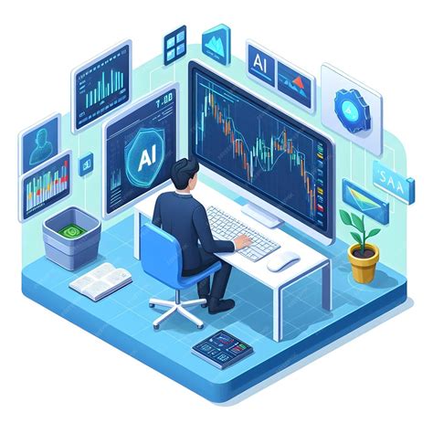 3d Flat Vector As Stock Trader Using Ai For Predictive Stock Trading Concept As A Vector