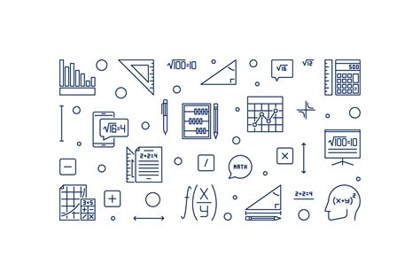 Algebra Learning Vector Thin Line Banner Science And Math Concept Illustration 25361807 Vector