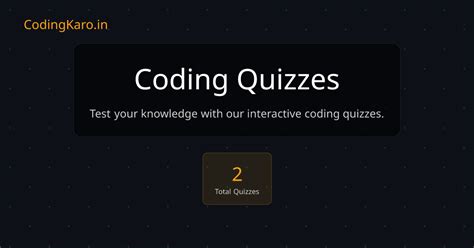 Quizzes Codingkaro Quizzes Codingkaro