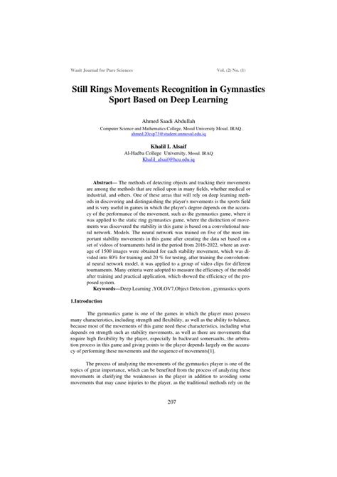Pdf Still Rings Movements Recognition In Gymnastics Sport Based On