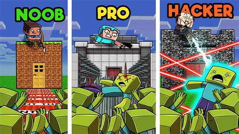 Minecraft BUILD TO SURVIVE ZOMBIE HORDE NOOB Vs PRO Vs HACKER YouTube