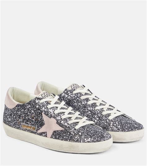 Super Star Glitter Sneakers In Silver Golden Goose Mytheresa