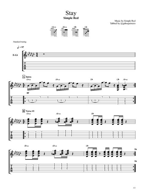 Stay Guitar Chords