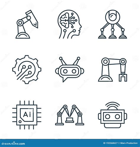 Robotics Line Icons Linear Set Stock Vector Illustration Of Artificial Circuit