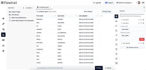 table reports flowtrail ai