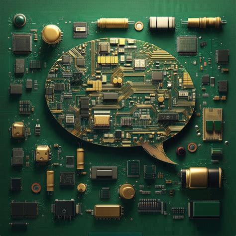Circuit Board Speech Bubble Depicting Artificial Intelligence And Data Flow Generative Ai Stock