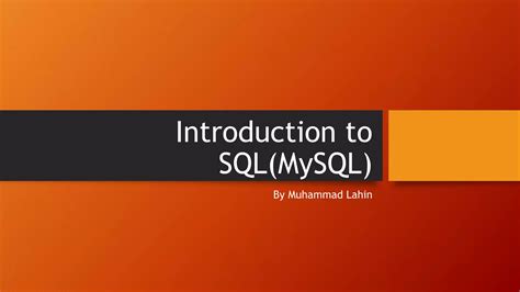 Introduction To Sql Pptx
