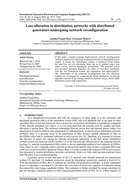 Loss Allocation In Distribution Networks With Distributed Generators Undergoing Network