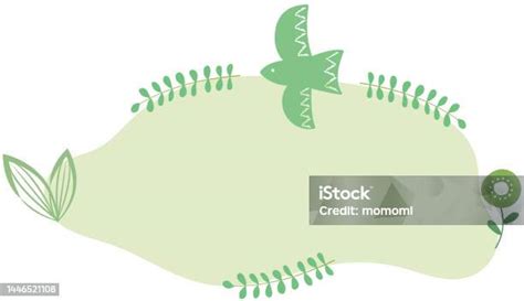 กรอบข้อความน่ารักที่มีลวดลายสแกนดิเนเวีย นามธรรมกรอบสีเขียว ภาพประกอบสต็อก ดาวน์โหลดรูปภาพ