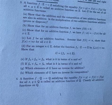 Solved A Function F Z Z Satisfying The Equality Chegg