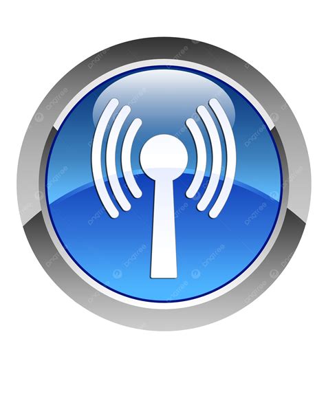 Wlan Network Icon Glossy Blue Round Button Communicate Icon Wi Fi Wave PNG Transparent Image