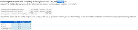 Solved Computing Cost Of Goods Sold And Ending Inventor