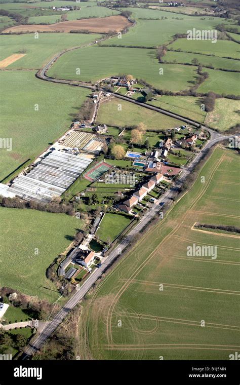 Aerial View North East Of Countryside Farm Near Essex Rm4 England Uk