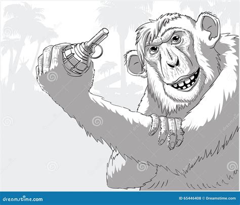 A Monkey With A Grenade Stock Illustration Illustration Of Grenade