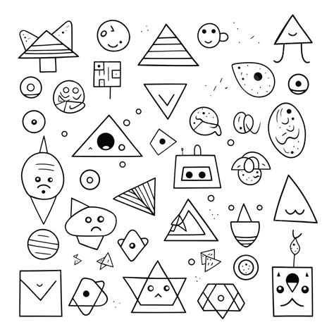 선으로 그린 기하학적 개체 및 면 개요 스케치 드로잉 벡터 기하학적 도형 그리기 기하학적 모양 개요 기하학적 모양 스케치 Png 일러스트 및 벡터 에 대한 무료