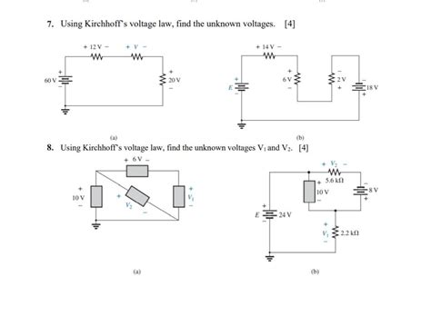 Solved Using Kirchhoff S Voltage Law Find The Unknown Chegg