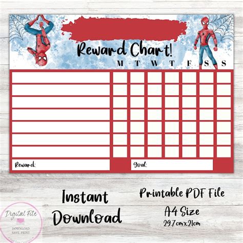 Spiderman Reward Chart Reward Chart Chores Chart Etsy Uk