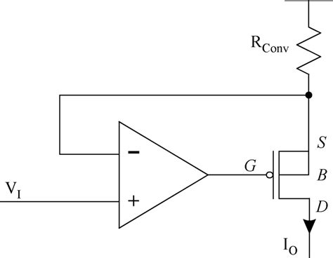Voltage Current Converter Using 1 Op Amp 1 Pmos Transistor And 1