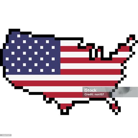 Bendera Pixel Art Usa Peta Ilustrasi Stok Unduh Gambar Sekarang