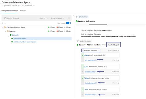 Output API SpecFlow LivingDoc Documentation