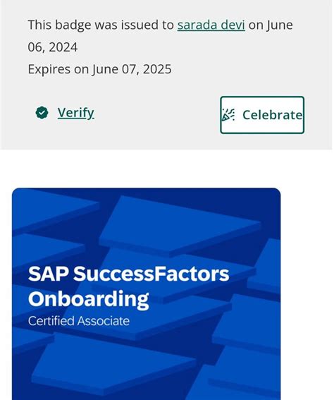 Sarada Devi On Linkedin View My Verified Achievement From Sap