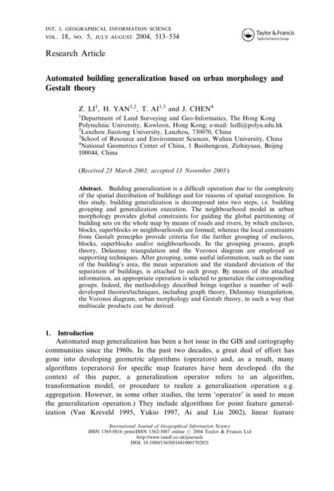 Pdf Automated Building Generalization Based On Urban Morphology And Gestalt Theory