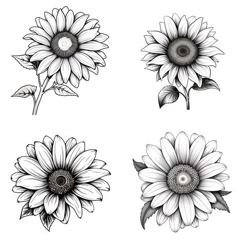 Sunflower Black And White Tattoo