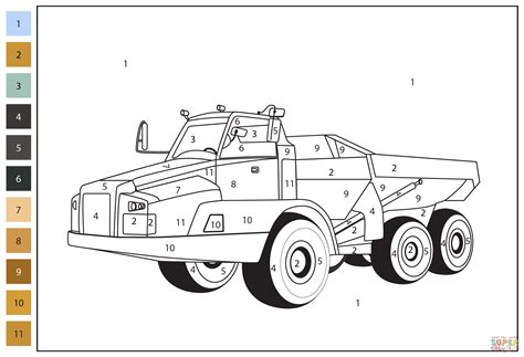 Monster Truck Color By Number Coloring Page Printable