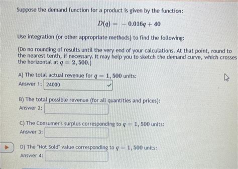 solved suppose the demand function for a product is given by