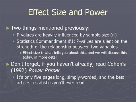 Effect Size And Power Effect Size And Power