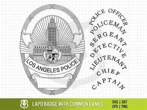 Lapd Blank Badge With Ranks Svg Bundle Los Angeles Police Etsy New