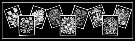 Botanical Coloring Book Linocut Inspired Print Style 40