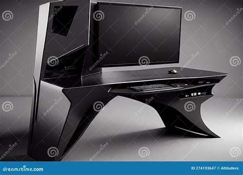 Sleek And Modern Gaming Desk With Sleek Black Finish Large Monitor And Ergonomic Keyboard