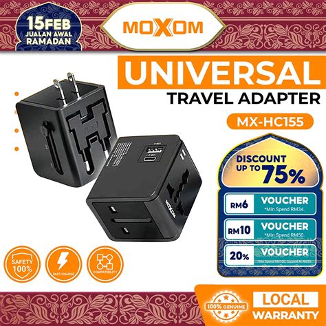 Moxom Mx Hc155 Universal Travel Adapter With Usb A And Type C Shopee Malaysia