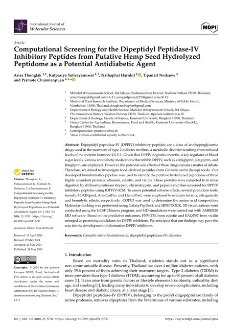 Pdf Computational Screening For The Dipeptidyl Peptidase Iv