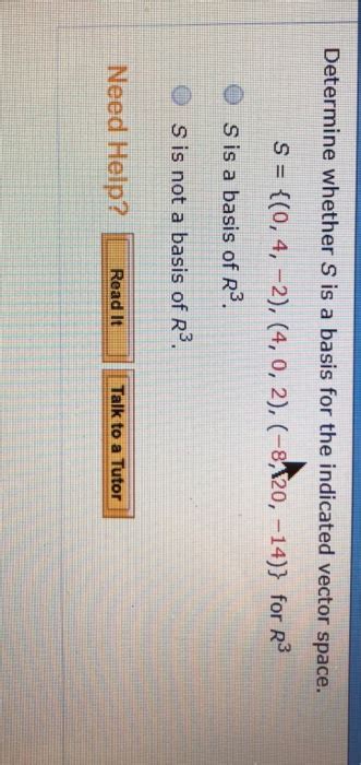 solved determine whether s is a basis for the indicated