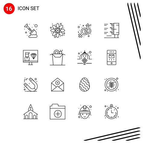 16 User Interface Outline Pack Of Modern Signs And Symbols Of Development Coding Female Travel
