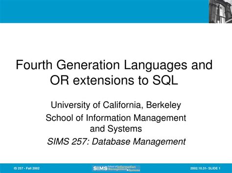 Ppt Fourth Generation Languages And Or Extensions To Sql Powerpoint