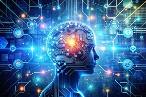 Ai Artificial Intelligence Futuristic Human Head With Circuit Board Stock Illustration