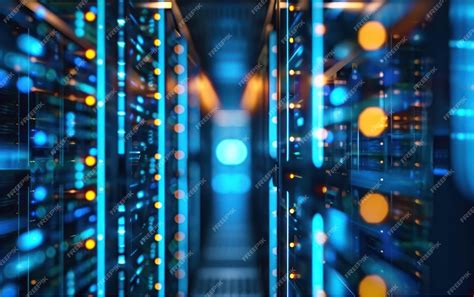 Futuristic Data Center Server Room Premium Ai Generated Image