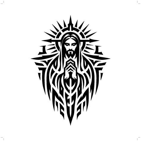 Jesus In Modern Tribal Tattoo Abstract Line Art Of People Minimalist