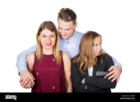 Picture Of A Happy Couple And A Frustrated Ex Girlfriend Posing On