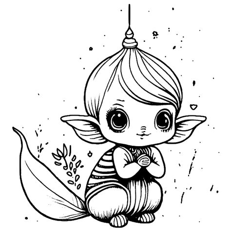 Cute Pixie Coloring Page · Creative Fabrica