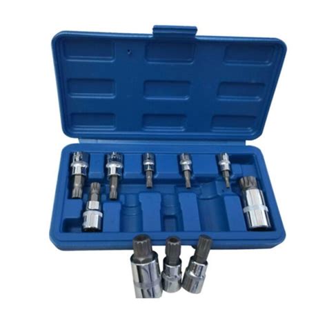10 Pcs Xzn 12 Point Triple Square Spline Bit Socket Set Tamper Proof With Case Automotive Tool