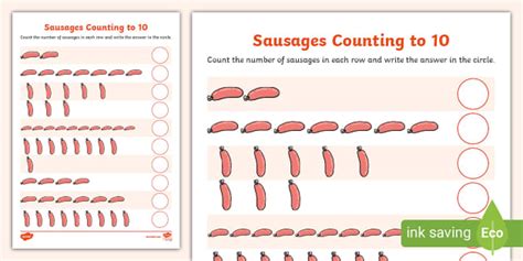 Sausages Counting To 10 Activity