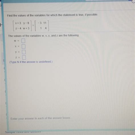 Solved Find The Values Of The Variables For Which The Chegg