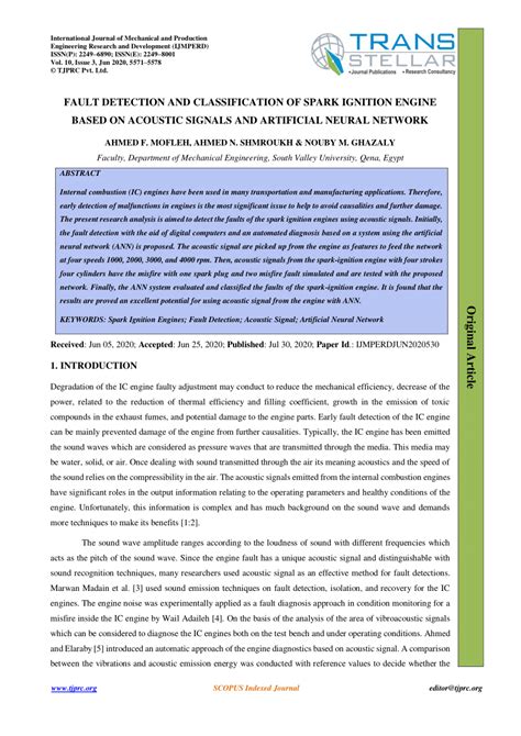 pdf fault detection and classification of spark ignition engine based