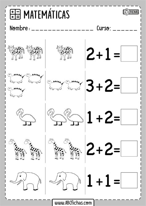 Fichas De Sumas Con Dibujos Para Infantil Listas Para Imprimir